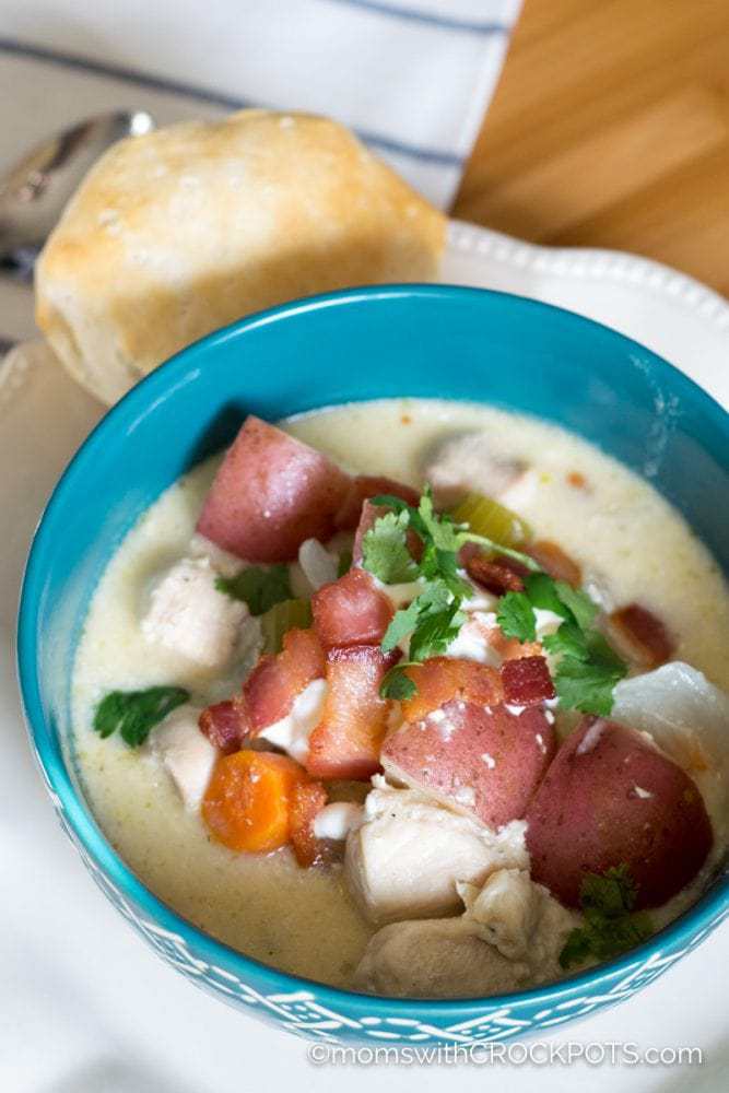 Crockpot Creamy Chicken Stew - Moms with Crockpots
