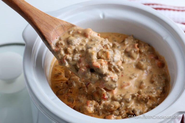 Crockpot Rotel Dip Recipe - Only 4 Ingredients - Moms with Crockpots